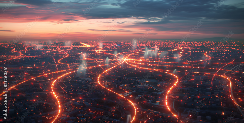 Dynamic depiction of energy flow within an electric grid, visualized as ...