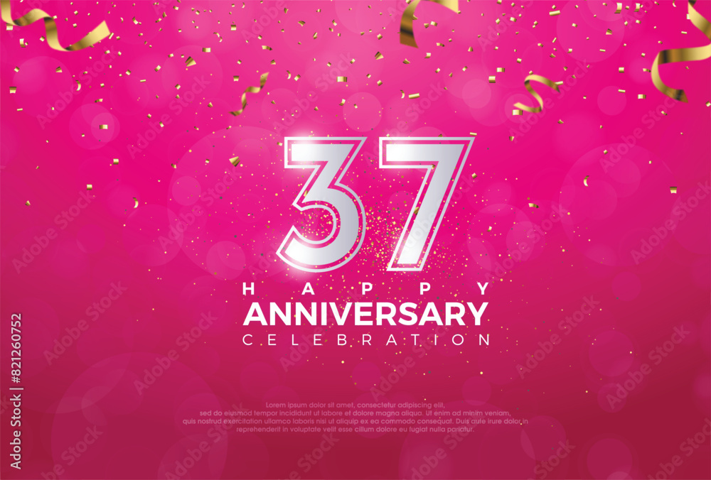 37th Anniversary celebration, 37 Anniversary celebration, Realistic 3d ...