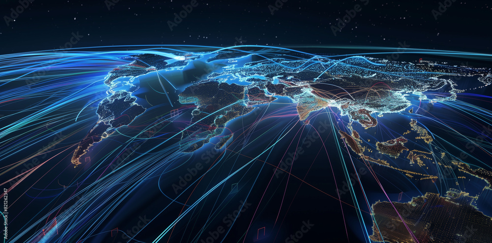 Interconnected global trade network visualized through a 3D model of ...