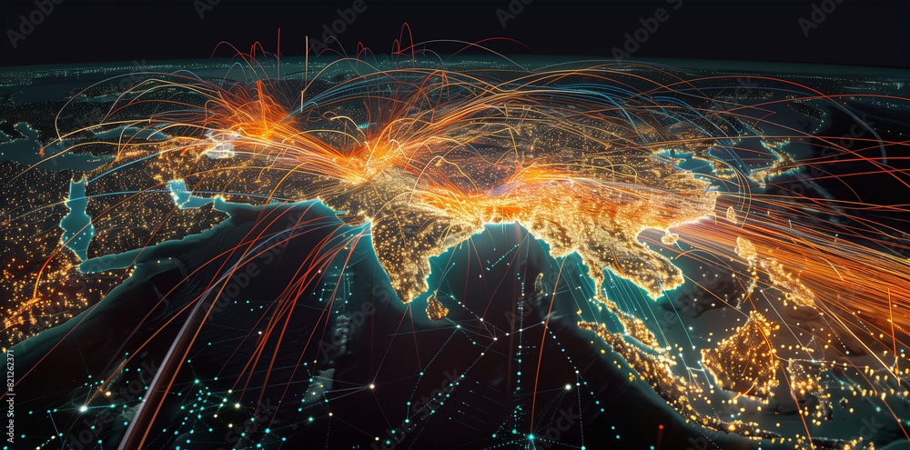 Interconnected global trade network visualized through a 3D model of ...