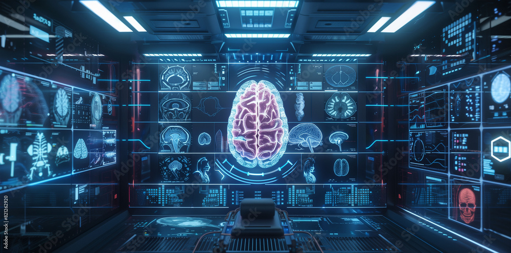 AI-powered diagnostic system visualizing complex medical imaging and ...