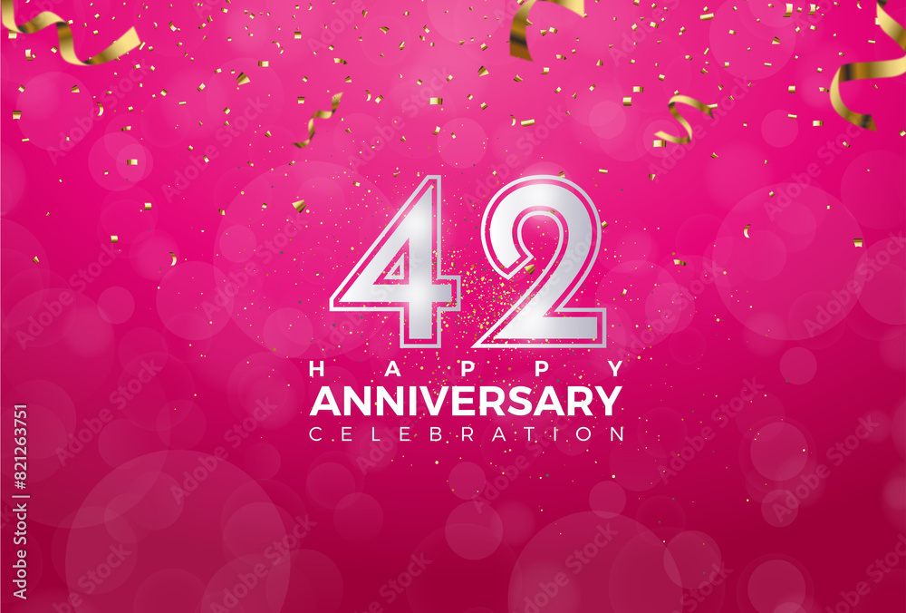 42th Anniversary celebration, 42 Anniversary celebration, Realistic 3d ...