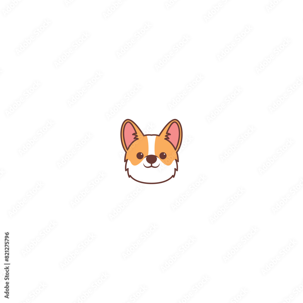 Cute corgi dog face cartoon, vector illustration Stock Vector | Adobe Stock
