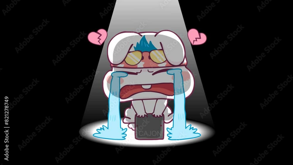 Crying Rabbit Animation with Spotlight - Transparent Background Stock ...