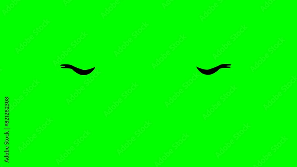 Cartoon simple blinking looking eyes on green screen insert, chroma key ...