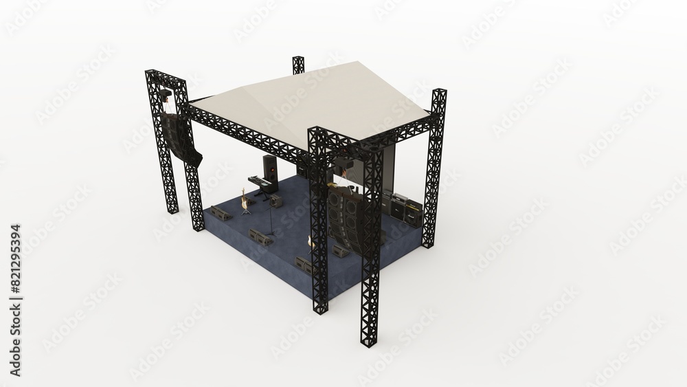 3D Render of a 6x8 Concert Stage Using Rigging, Triangular Roof ...