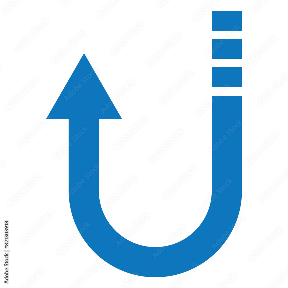 Blue arrow icon isolated on white background. Arrow sign icon. Turn ...