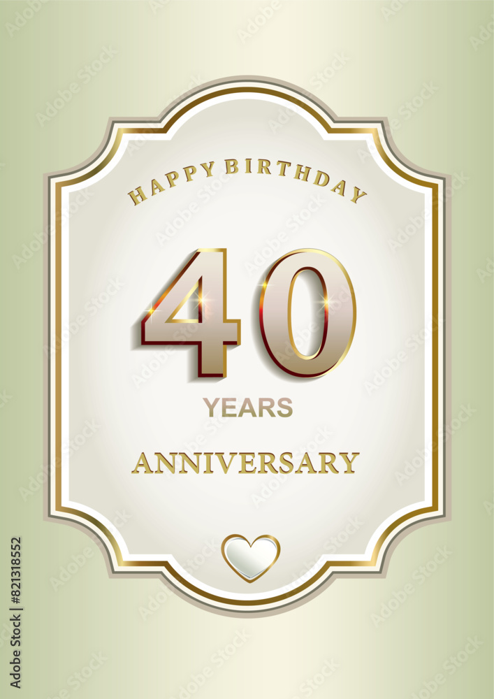 40th anniversary, greeting card, festive background with the date in ...