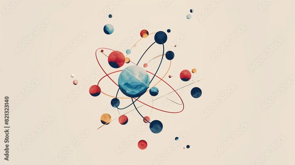 Colorful Atomic Model With Multiple Orbits And Elements Stock Illustration Adobe Stock