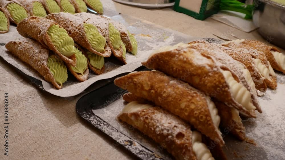 Culinary preparation of Sicilian cannoli. Original recipe for Sicilian ...