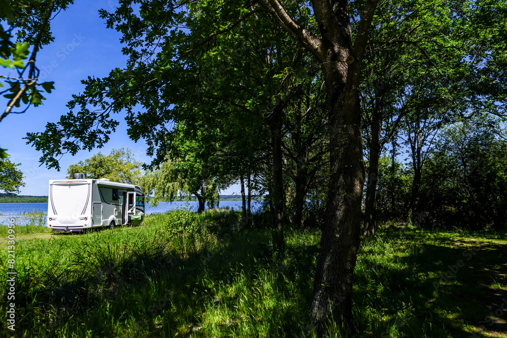Magnificent landscape of Lake Soustons in southwest France with a ...
