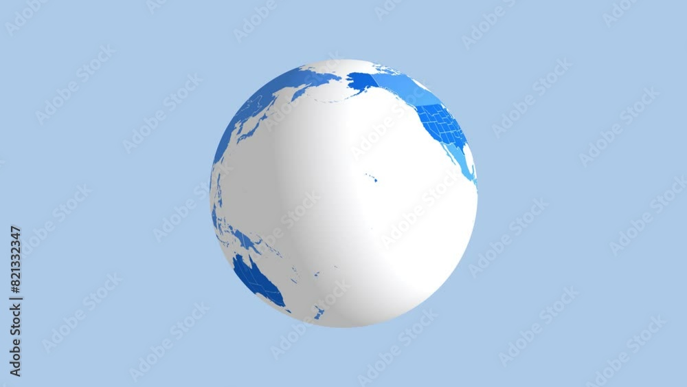 3D glossy Planet Earth Rotation Animation. World map with borders of ...