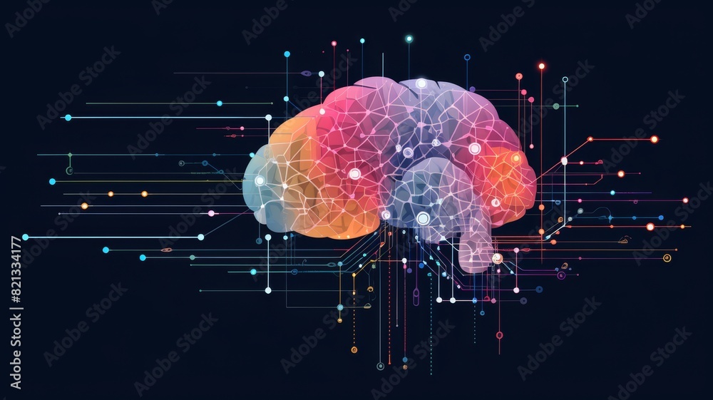 Colorful neural network illustration representing artificial ...
