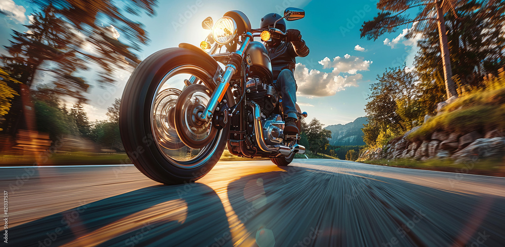 human riding a motorcycle in blurred motion,generative ai Stock Photo ...