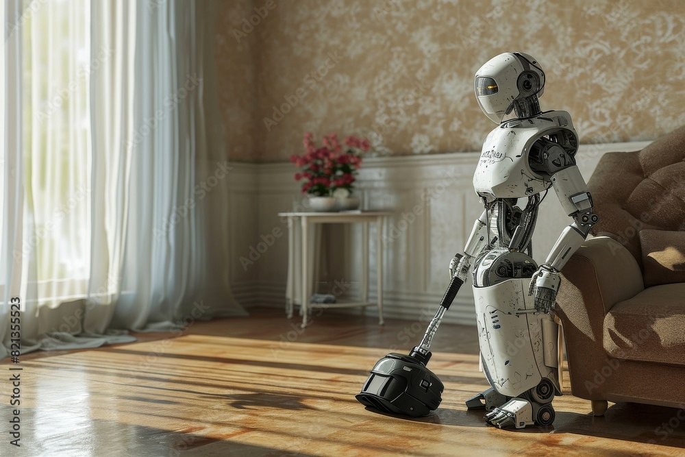 Robot assistants helping in household chores, Morden Robot AI generated ...