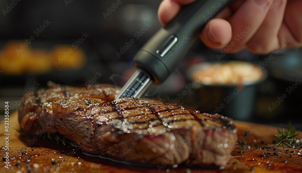 Using a meat thermometer to achieve the perfect doneness for a sirloin ...