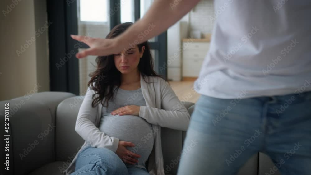 Caucasian family pregnant couple girl guy boyfriend girlfriend sad ...