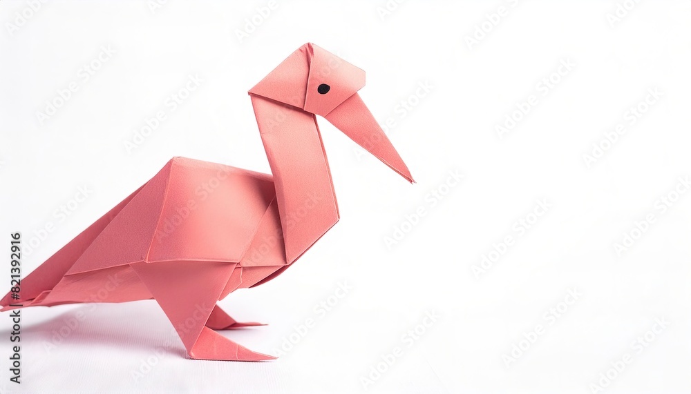 Animal extinct reptile or bird concept origami isolated on white ...