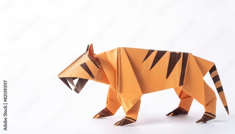 Animal extinct mammal concept origami isolated on white background of a ...