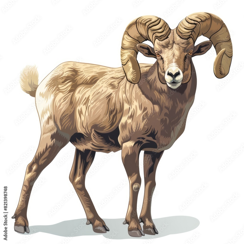 Illustration of Bighorn Ram Sheep Full Body Design for Livestock, Farm ...