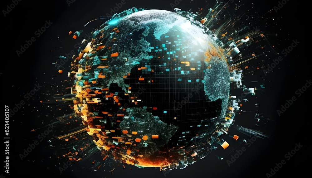Uncontrolled Digital World Globe Chaos of Excessive Network ...
