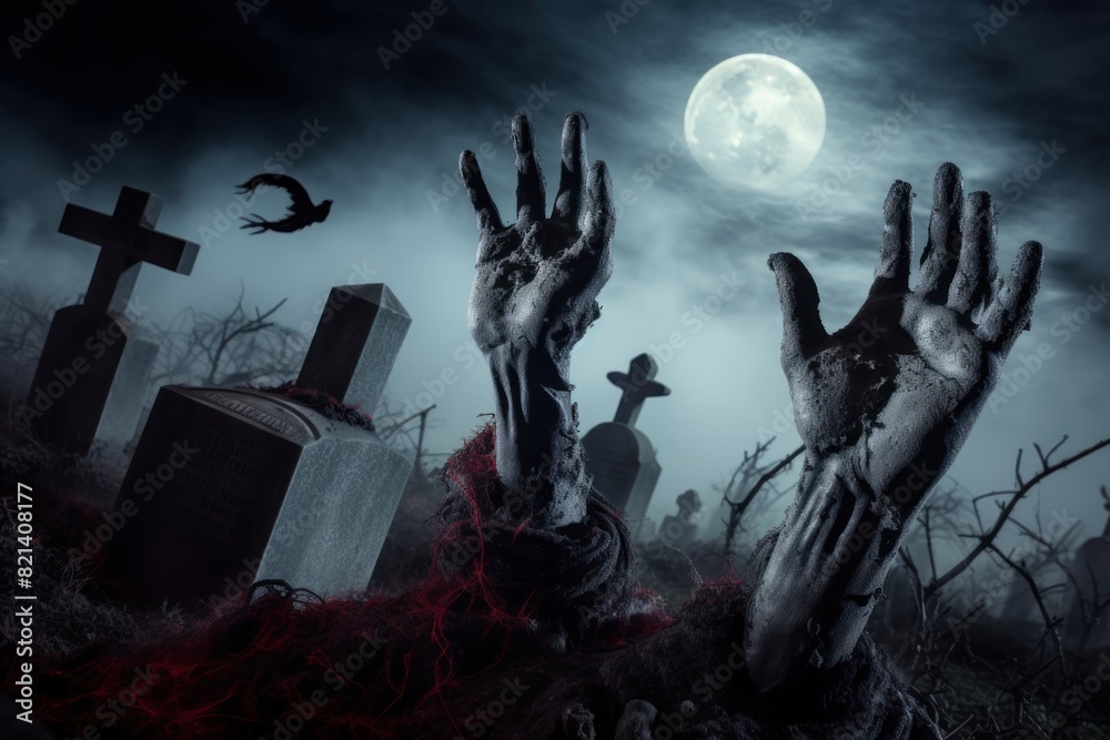 Zombie hand rising out of the grave. Zombie Hand Rising Out Of A ...