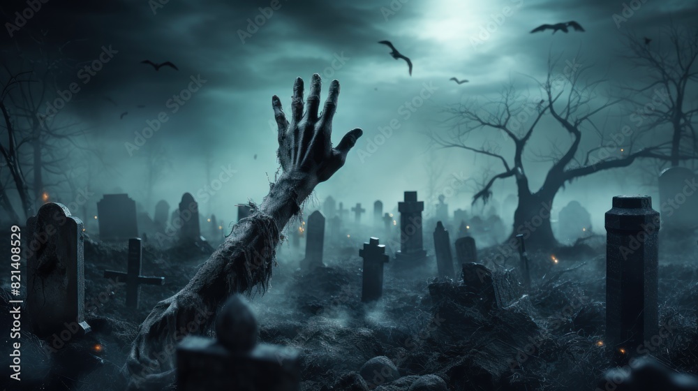 Zombie hand rising out of the grave. Zombie Hand Rising Out Of A ...