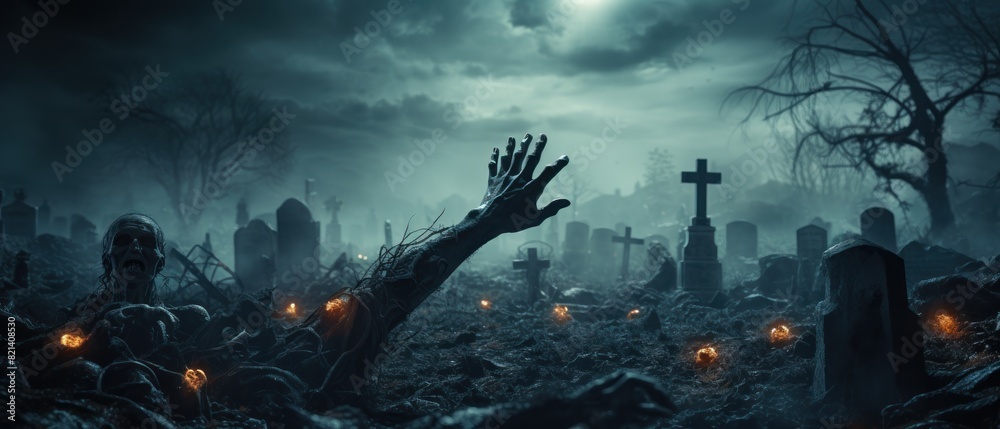 Zombie hand rising out of the grave. Zombie Hand Rising Out Of A ...