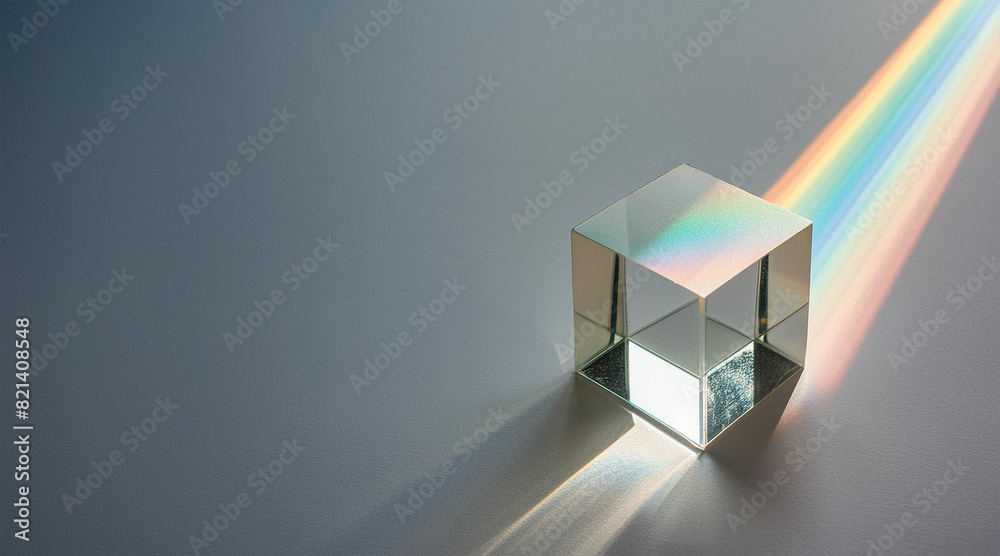 refraction of light spectrum through cube prism, ai generated Stock ...
