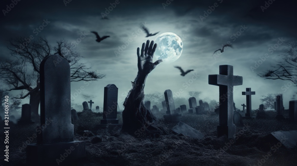 Zombie hand rising out of the grave. Zombie Hand Rising Out Of A ...