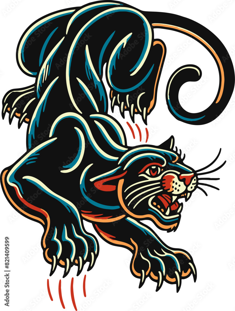 Panther Tattoo, panther, Crawling panther, panther descending, panther ...