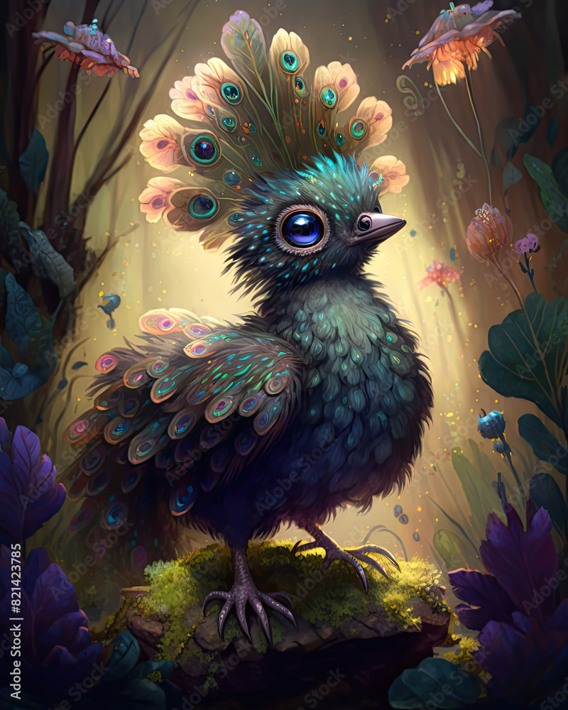 Dreamy Peacock Amid Pink Roses: Generative AI Art of Imaginative ...
