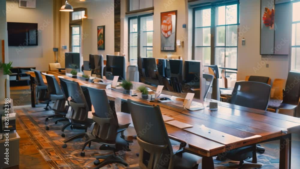 Vidéo Stock Conference Room With Long Table and Chairs, A communal ...
