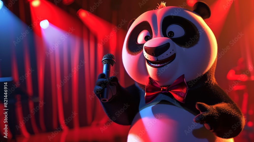 Cute panda singing on stage for kids entertainment Stock Illustration ...