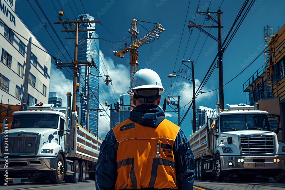 Dedicated Lineman navigating high-voltage power lines with safety gear ...