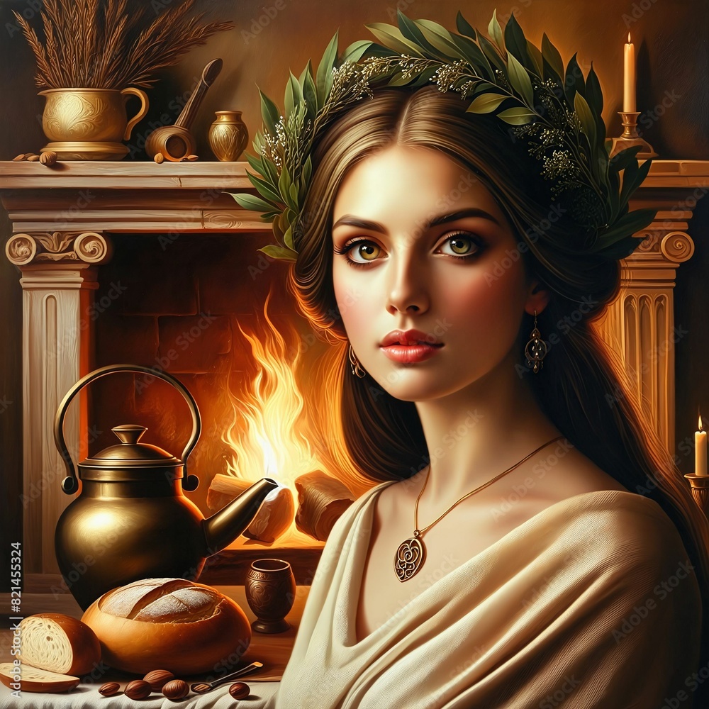 Hestia, the virgin goddess of the hearth and the home. Ancient Greek ...