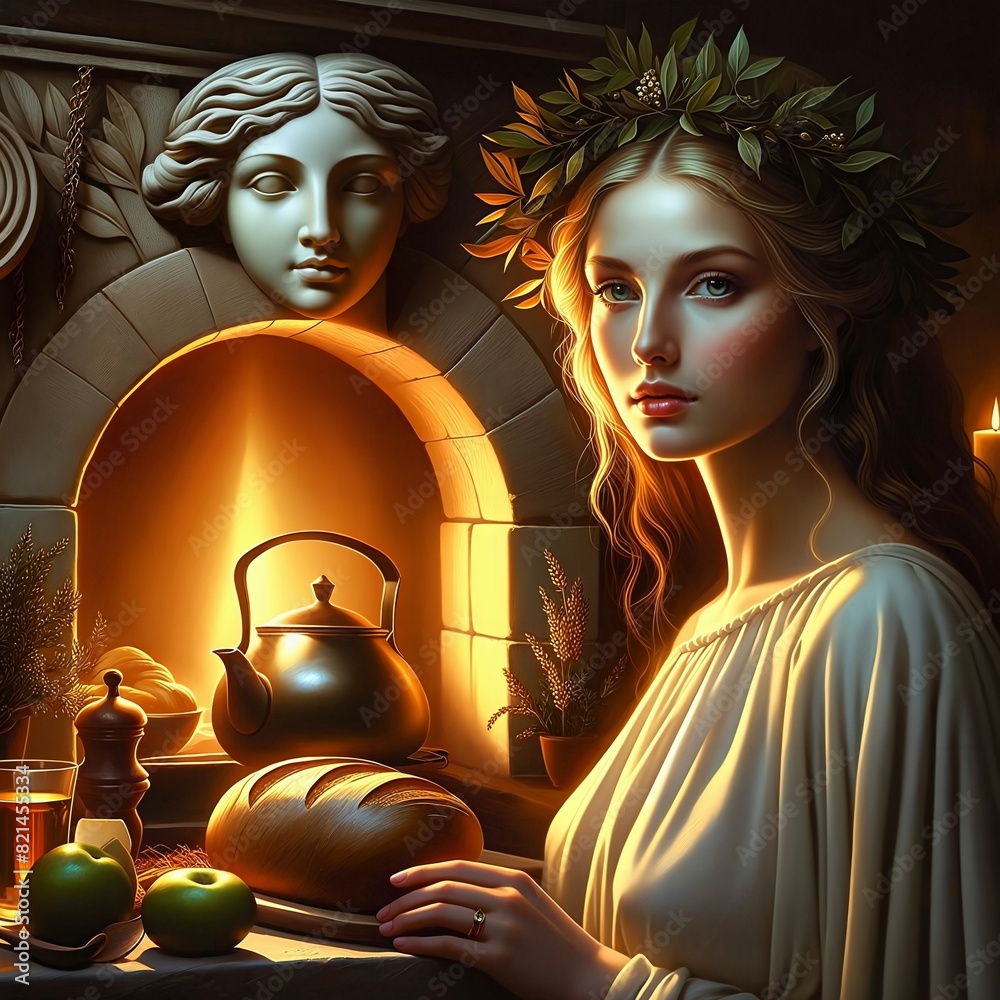 Hestia, the virgin goddess of the hearth and the home. Ancient Greek ...
