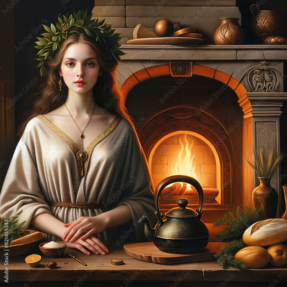 Hestia, the virgin goddess of the hearth and the home. Ancient Greek ...