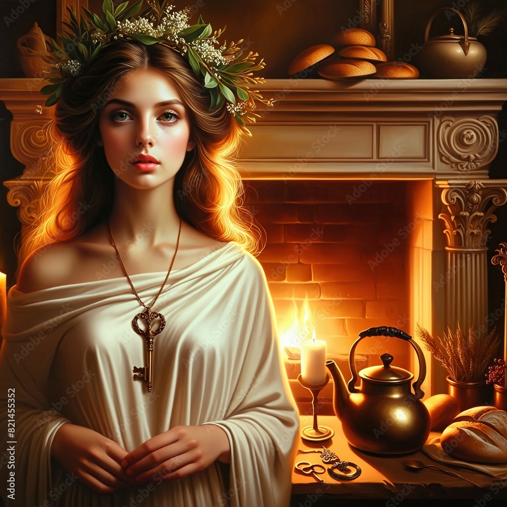 Hestia, the virgin goddess of the hearth and the home. Ancient Greek ...