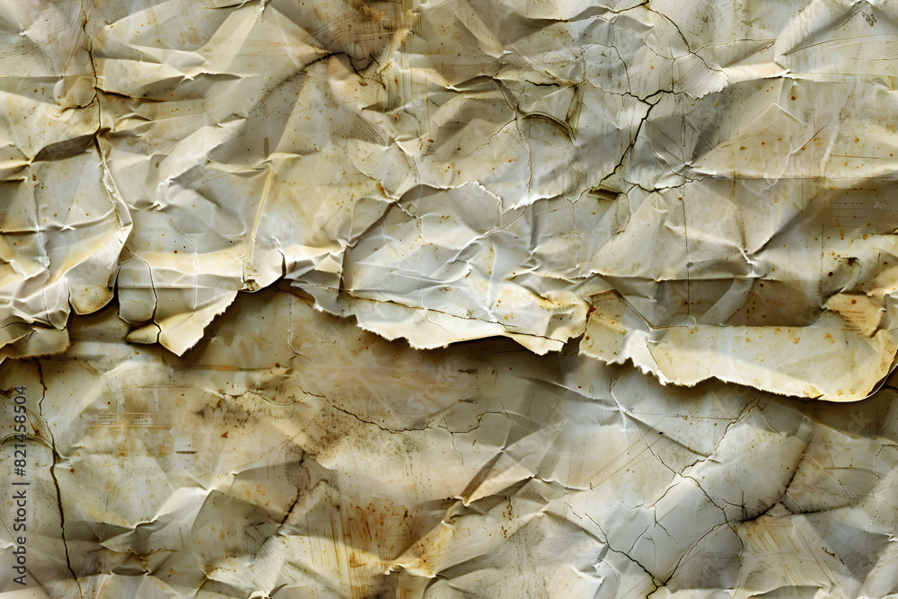 grunge empty creased paper texture with torn edges frame and faded ...