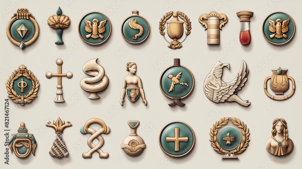 Set of ancient symbols and icons for design Stock Illustration | Adobe ...