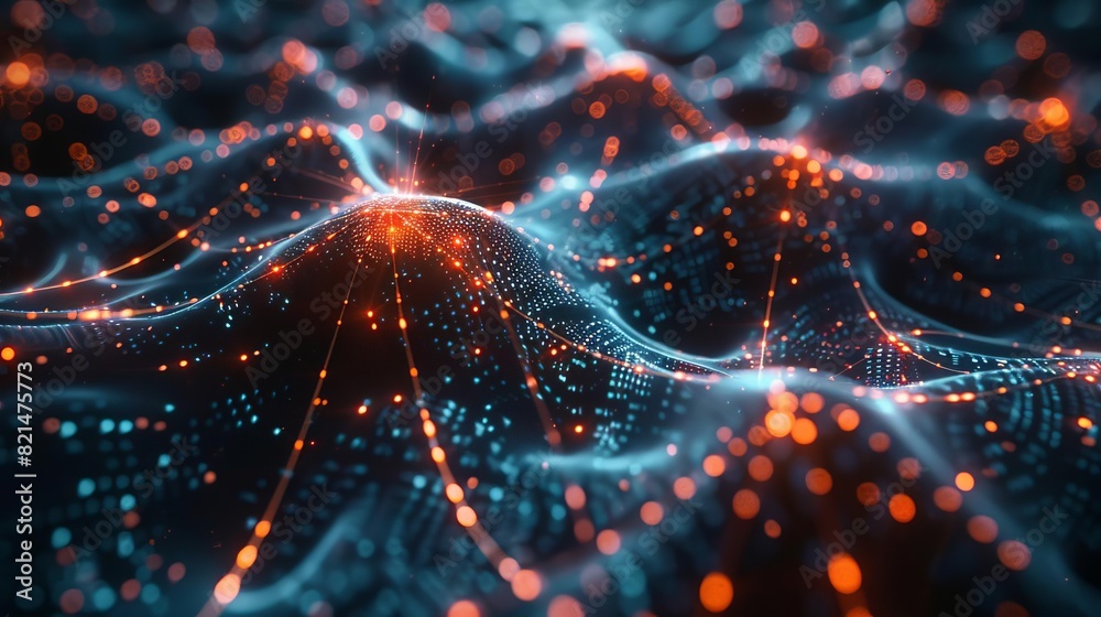 A 3D hologram displaying the structure and function of a complex neural network, Stock ...