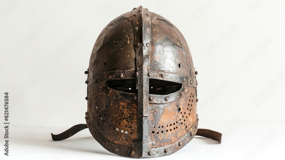 rusty ancient roman helmet on white background in high resolution and ...