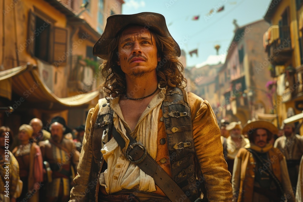 Elegant musketeer in historical attire, portraying bravery and chivalry ...