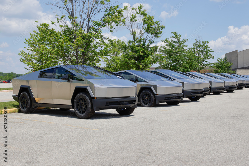 Tesla Cybertruck display at a dealership. Tesla claims the Cybertruck ...