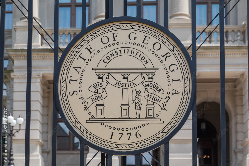 Official Round Circular Great Seal of the State of Georgia, seen on the ...