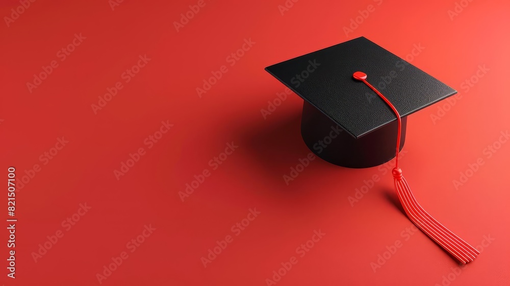 Idea flat design top view Graduation Hat 3D render Complementary Color ...