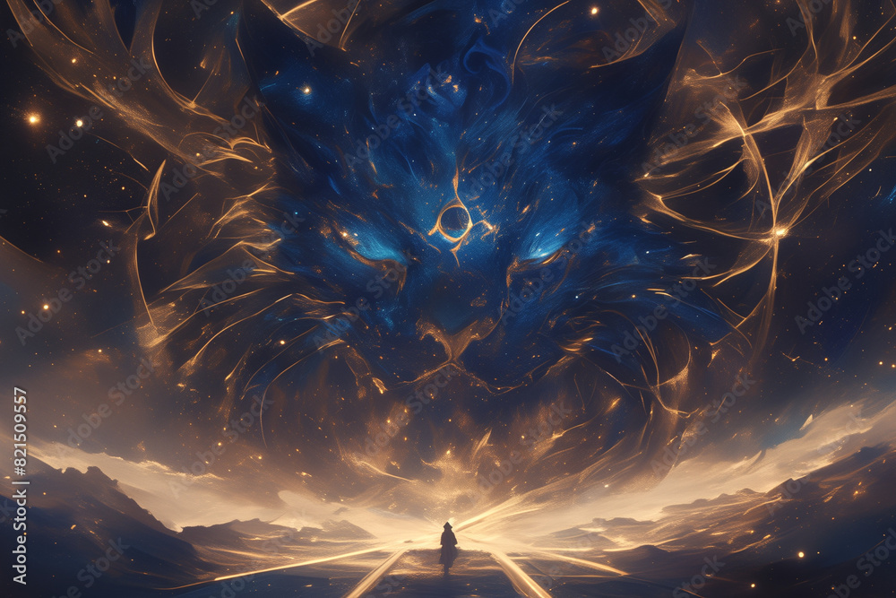 silhouette getting an audience with its mighty feline god patron ...