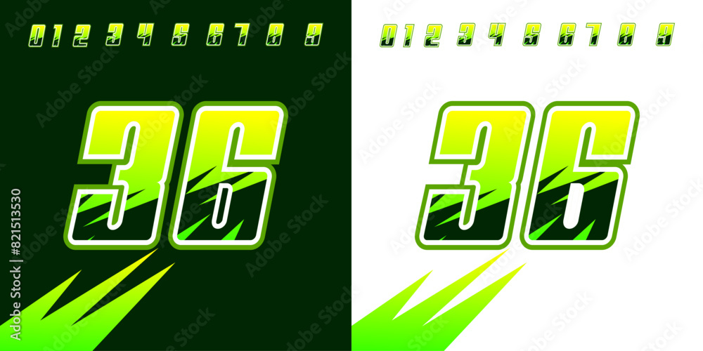 racing number 36 light green and dark green for sports, racing, racing ...