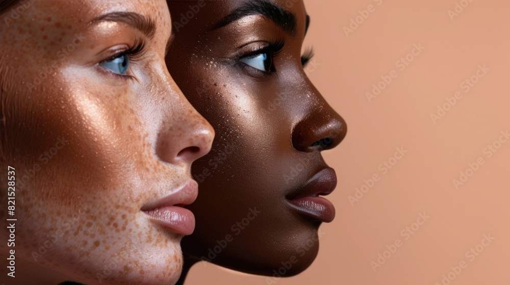 Diverse Beauty. Side-by-Side Portrait of Women with Different Skin ...